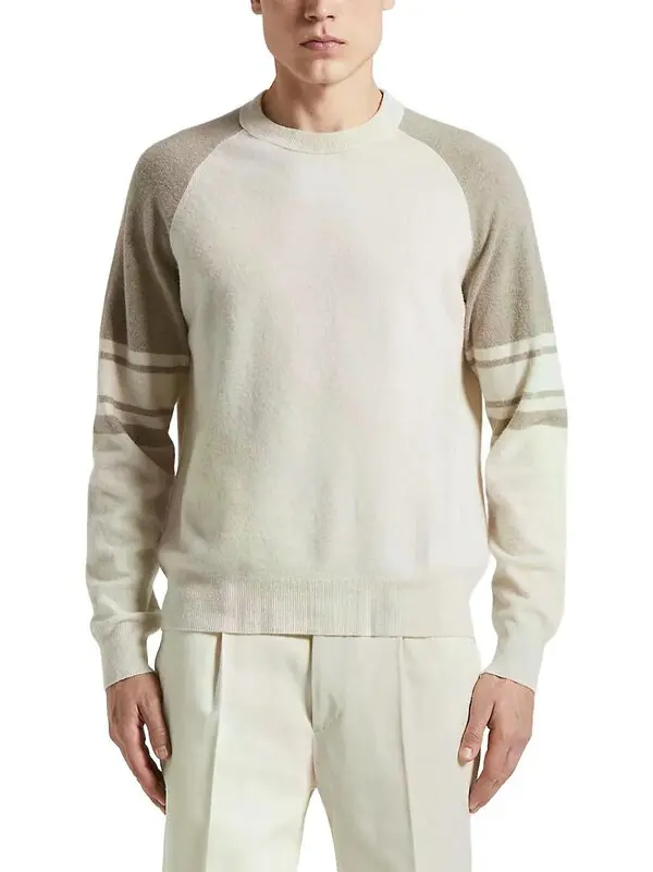 Peserico Raglan-sleeve Striped Sweater - Neutrals