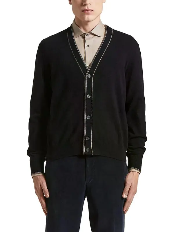 Peserico V-neck Wool-cashmere Cardigan - Black