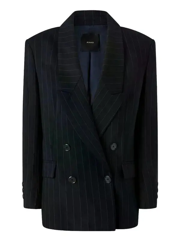 Pinko Pinstriped Double-breasted Blazer - Blue