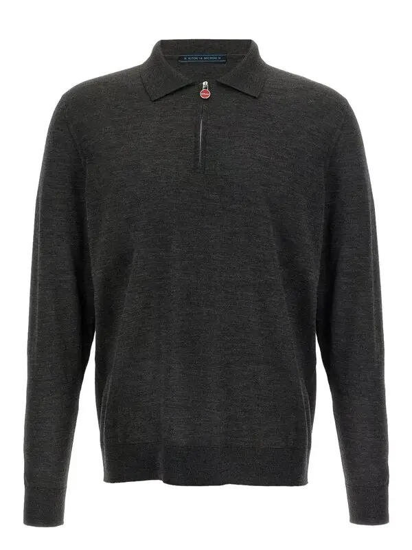 Kiton Half-zip Mélange Knit Sweater - Grey