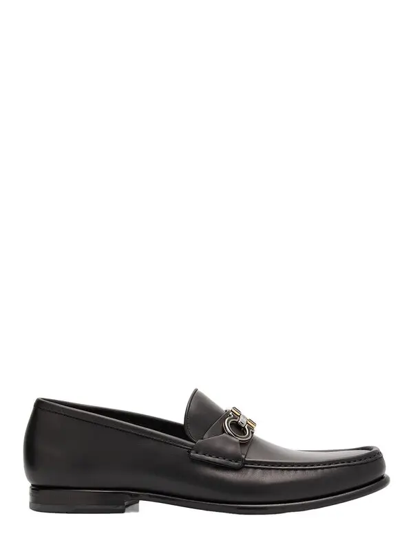 FERRAGAMO Avrilvit Leather Gancini Bit Loafers - Nero