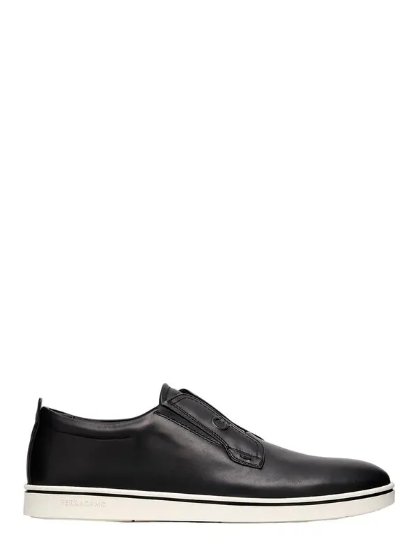 FERRAGAMO Alfie Leather Slip-on Sneakers - Black