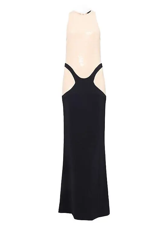 MUGLER Trompe L'oeil Sequin Gown - Beige Black