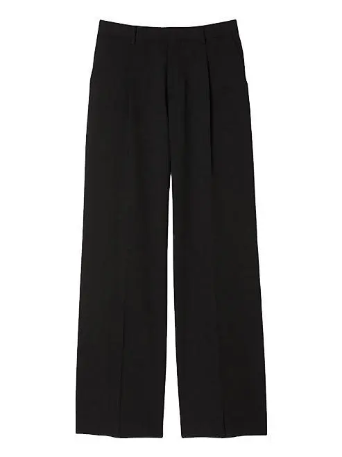 Sandro Wide-leg Stretch-wool Trousers - Black