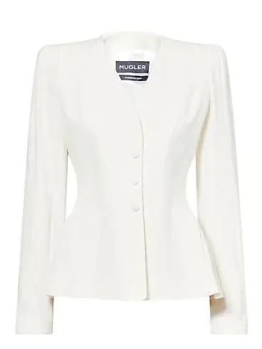 MUGLER V-neck Cinched-waist Woven Jacket - Snow