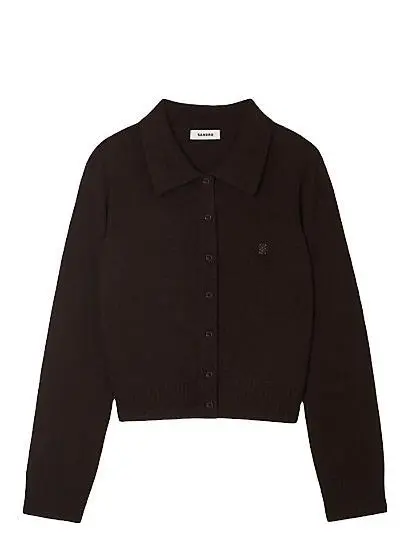 Sandro Fine-knit Wool And Cashmere Cardigan - Chocolate