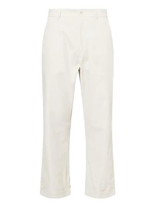 MANORS Woven Straight-leg Trousers With Cuffed Hems - Ivory