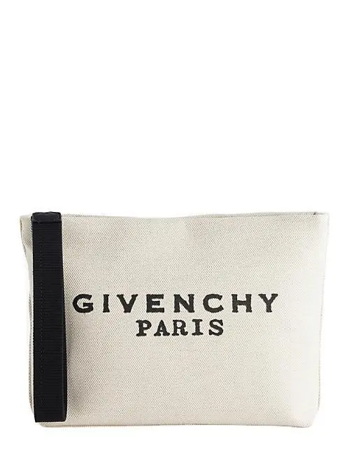 Givenchy Brand-print Canvas Pouch - Beige Black