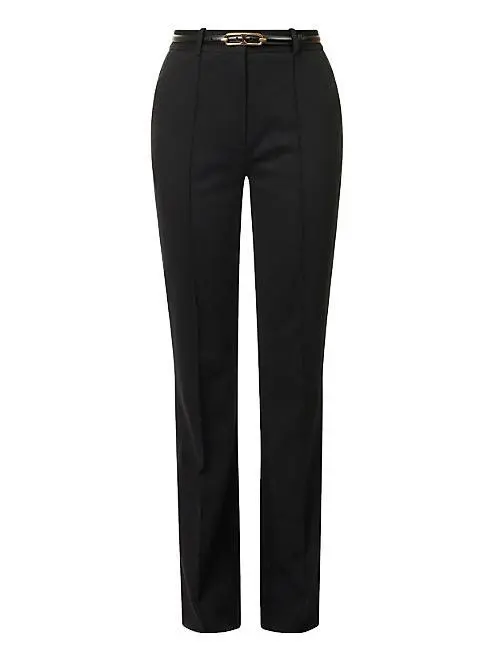 Veronica Beard Gracie Belted Stretch-wool Trousers - Black