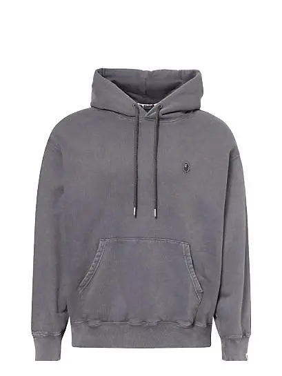 A BATHING APE One Point Logo-patch Cotton Hoody - Charcoal