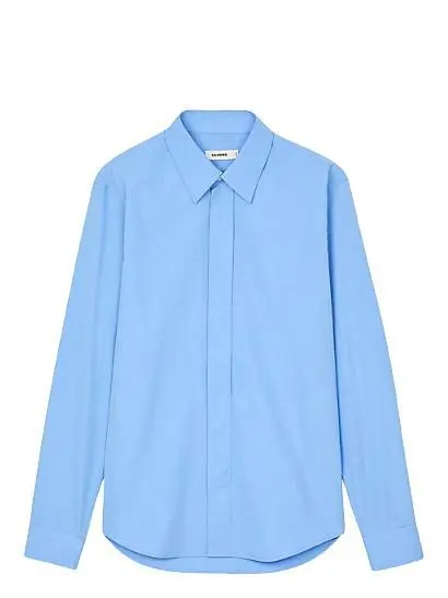 Sandro Long-sleeved Regular-fit Cotton Shirt - Blue Office
