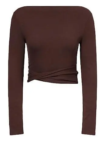 Dissh Hadley Twist Stretch-woven Top - Chocolate