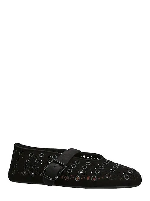 Alaïa Vienne Eyelet Suede Ballet Flats - Black