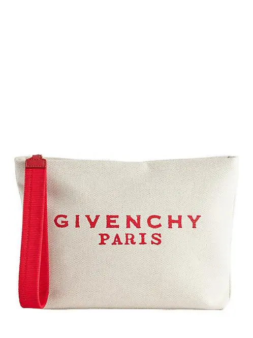 Givenchy Brand-print Cotton-blend Pouch - Beige Red