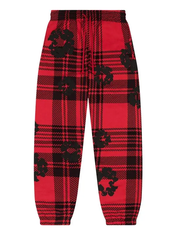 DENIM TEARS Plaid Cotton Wreath Sweatpants - Red