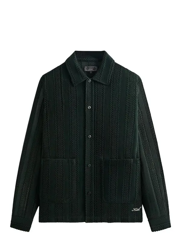 Kith Ladder Lace Long-sleeve Boxy Collared Overshirt - Green