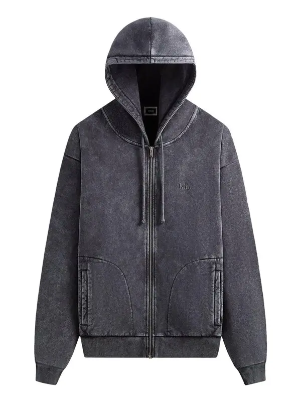 Kith Antique Wash Full Zip Hoodie - Black
