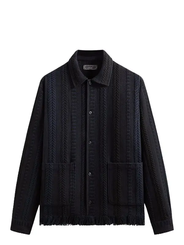 Kith Mixed Stripe Tweed Boxy Overshirt - Black