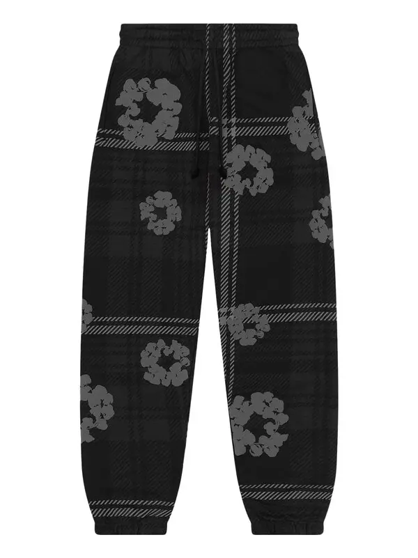 DENIM TEARS Plaid Cotton Wreath Sweatpants - Black