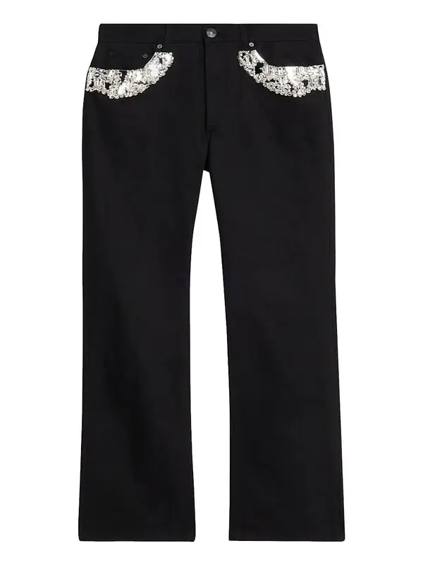 Alexander McQueen Denim Slim Crystal-trim Jeans - Black