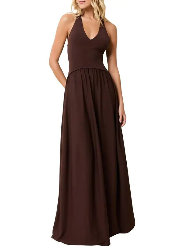 Solid & Striped The Maggie Crossback Maxi Dress - Raisin Brown