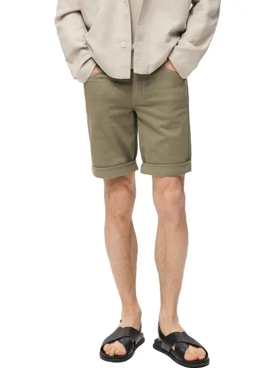 Mango Slim Fit Stretch Cotton Bermuda Chino Shorts - Khaki Green