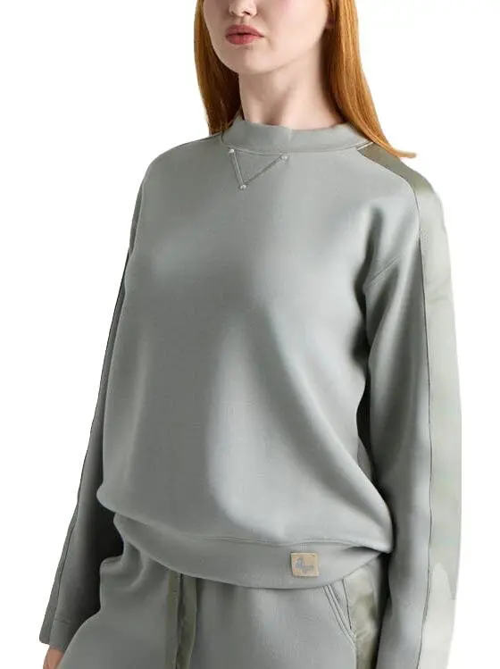 LE FAFO Lightweight Sweatshirt With Rhinestone Detail - Sage Green