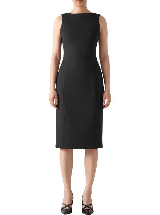 LK BENNETT Rosa Piqué Sleeveless Sheath Dress - Black