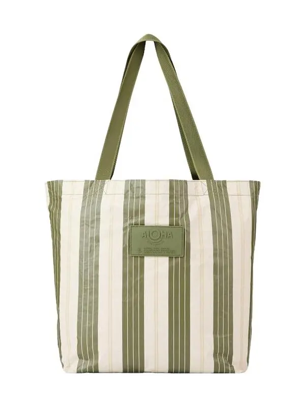 ALOHA COLLECTION Market Stripe Reversible Tote - Olive/sandstone