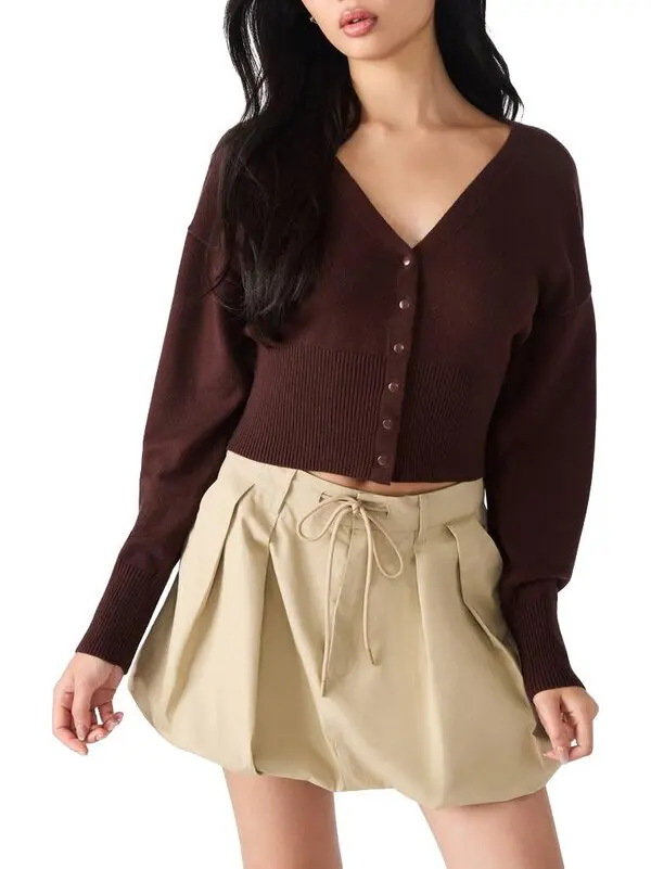 Steve Madden Lauryn Fitted Cardigan - Chocolate
