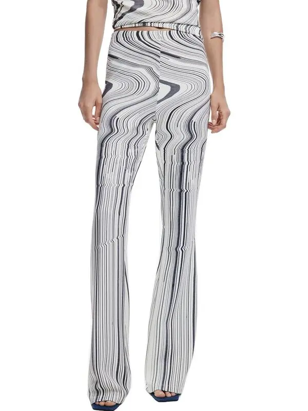 Desigual Distorted Stripe Flare Pants - White