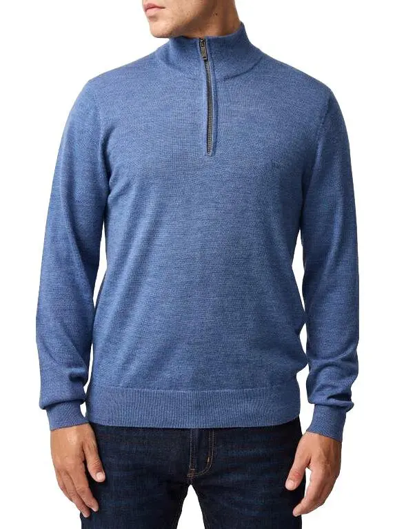 Rodd & Gunn Nobles Funnel Neck Merino Wool Half Zip Sweater - Ocean