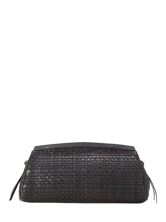 Staud Maude Soft Leather Clutch - Espresso Woven