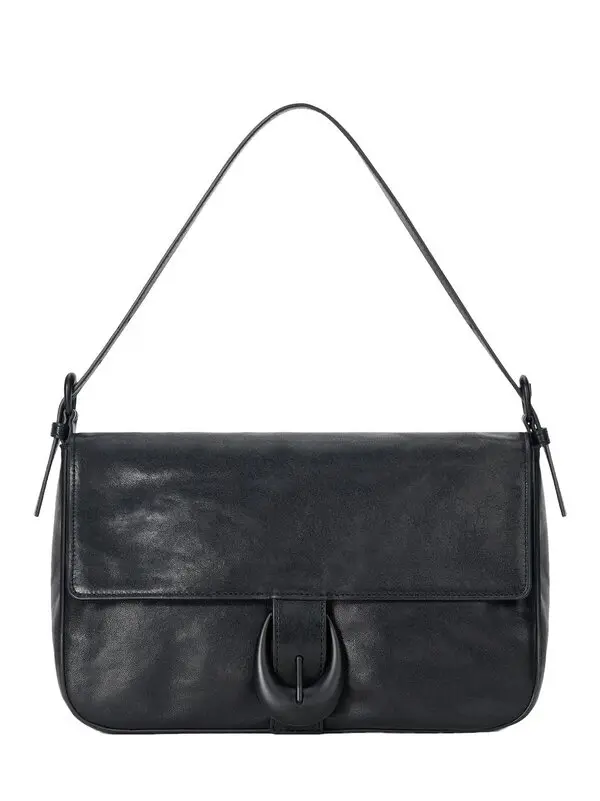 Staud Harlow Leather Shoulder Bag - Black