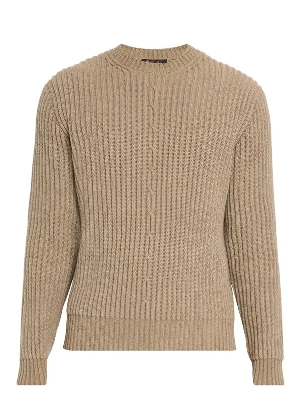 Loro Piana Plane Tree Baby Cashmere Cable Crewneck Sweater - Frozen Blade Gr