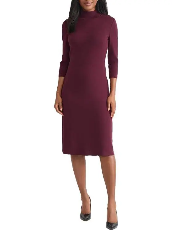 Misook Knit A-line Midi Dress - Sangria