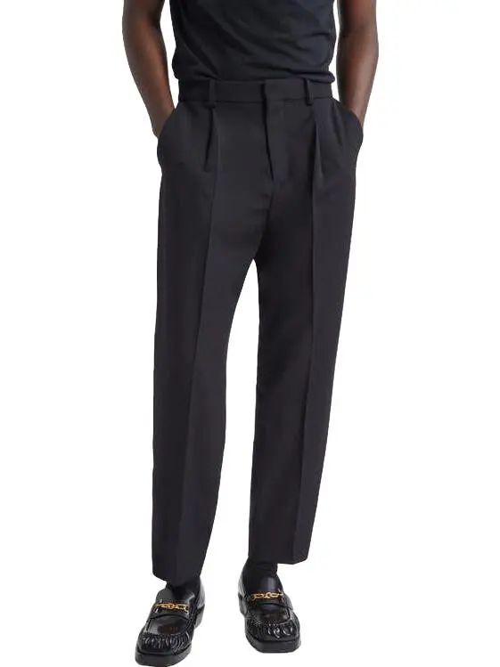 Balmain Pinstripe Straight-leg Wool Pants - 0pa Black