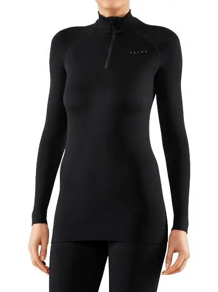 Falke Maximum Warm Zip Base Layer Top - Black