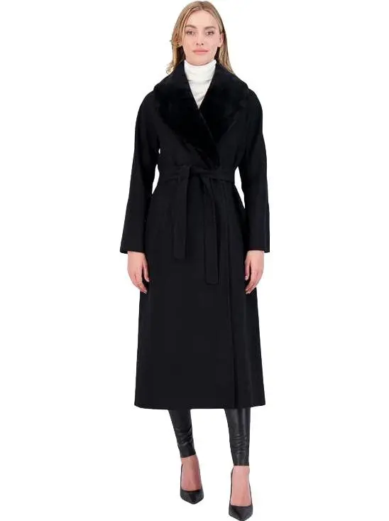 Gorski Loro Piana Wool Short Coat With Shearling Collar - Black