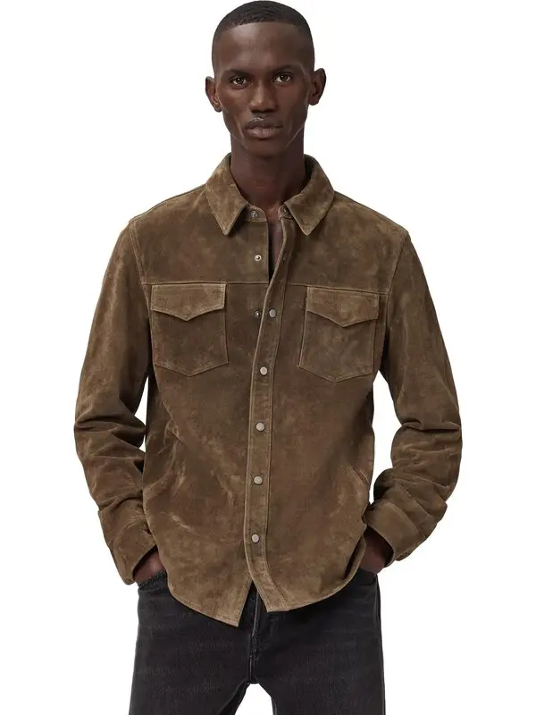 ALLSAINTS Sully Suede Shirt - Brown