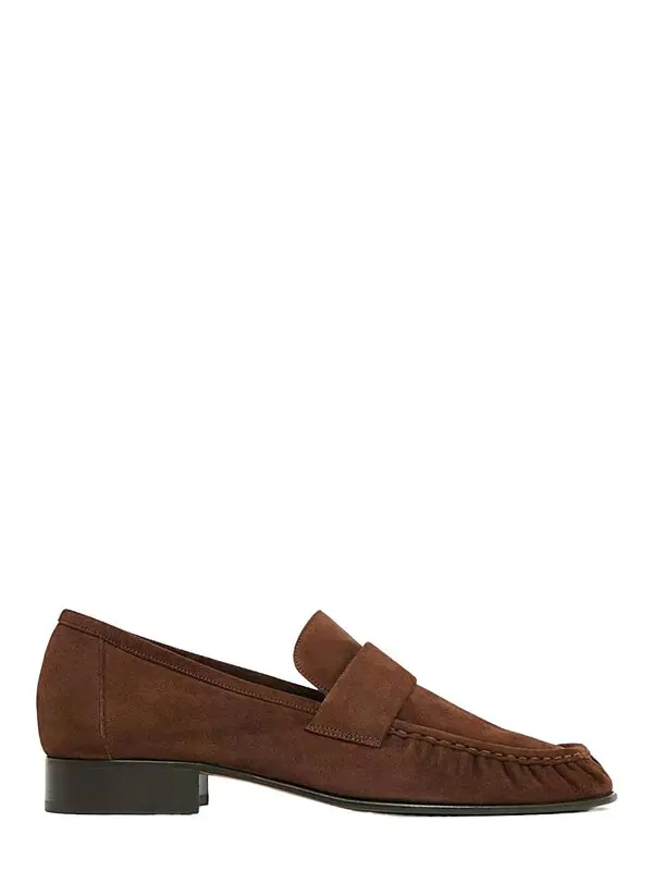 MANSUR GAVRIEL Ruched Suede Loafers - Brown