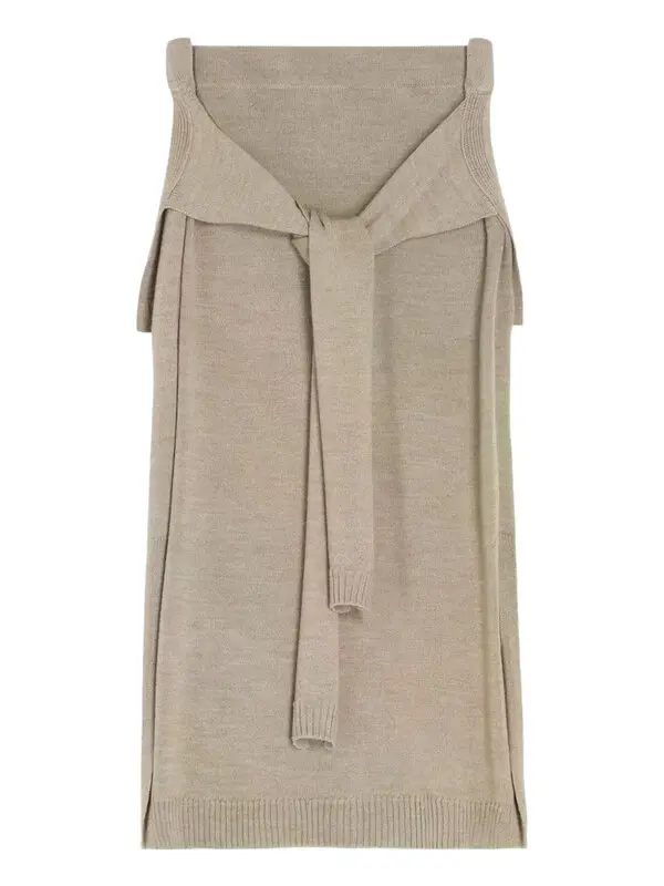 LEMAIRE Trompe L'oeil Knitted Midi Skirt - Neutrals