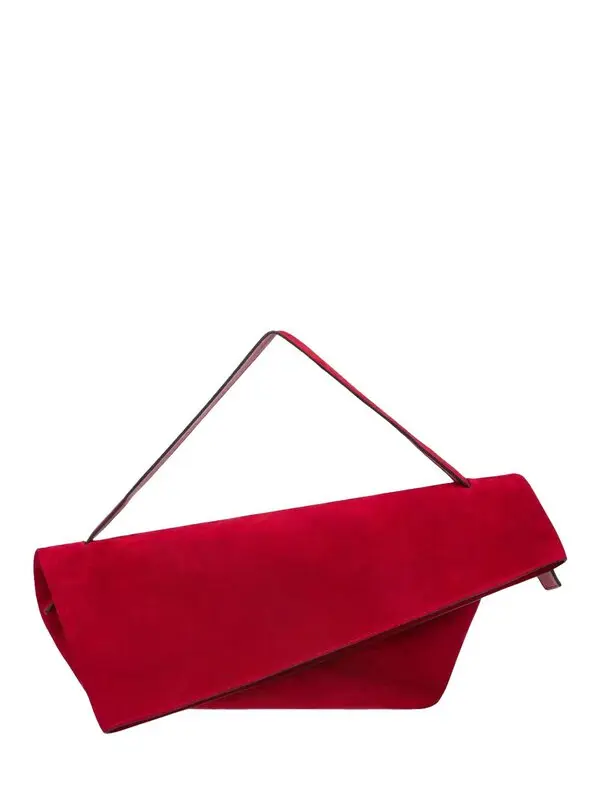 Alberta Ferretti Asymmetric Suede Clutch - Red