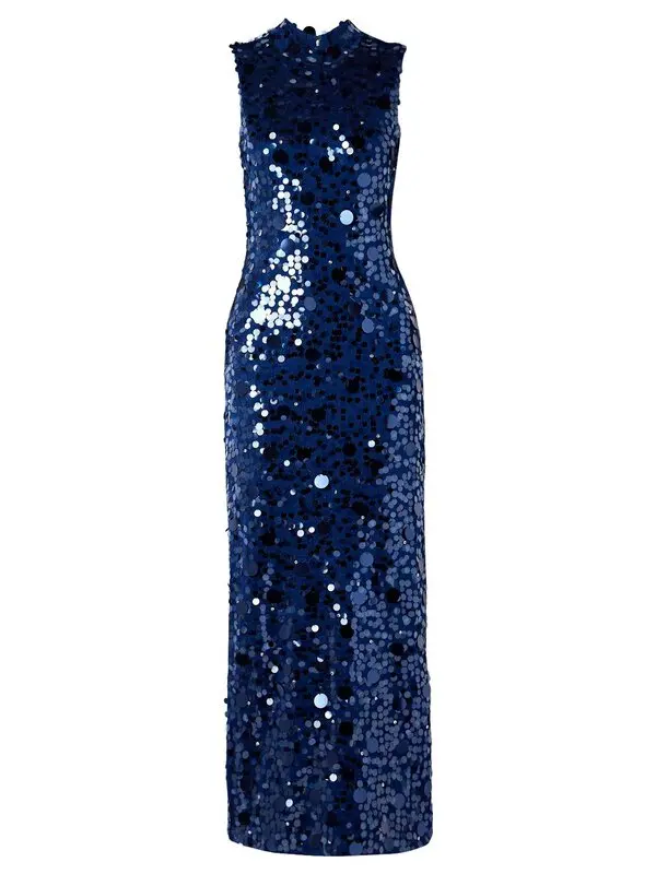 Carolina Herrera Paillette-embellished Knitted Gown - Blue