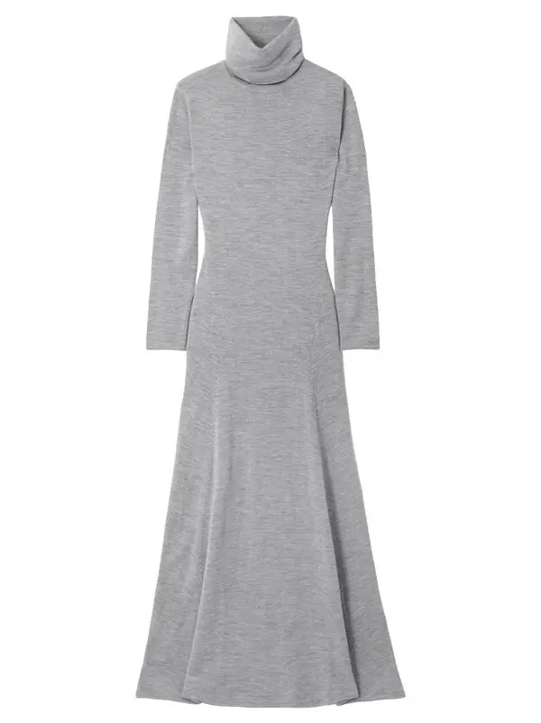 Tove Suzette Wool And Silk-blend Midi Dress - Gray