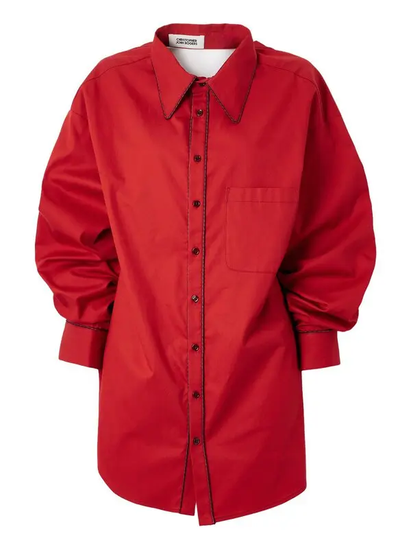 Christopher John Rogers Open-back Cotton-twill Shirt - Red
