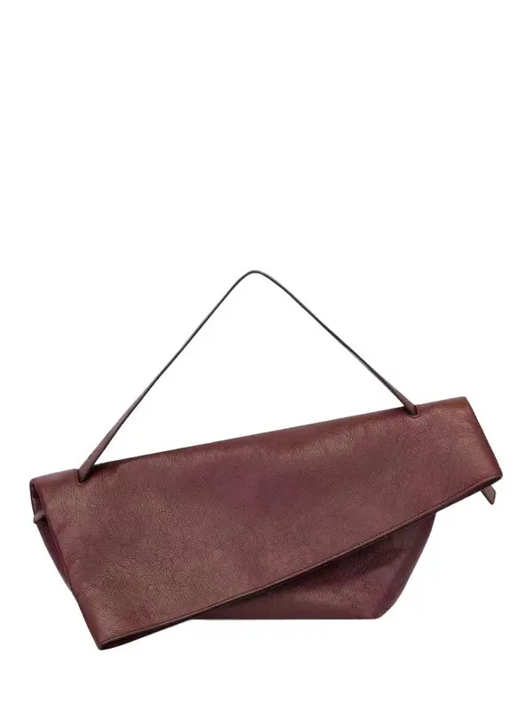 Alberta Ferretti Asymmetric Folded Leather Clutch - Red