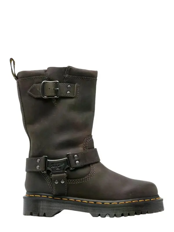 Dr. Martens Anistone Leather Biker Boots - Grey