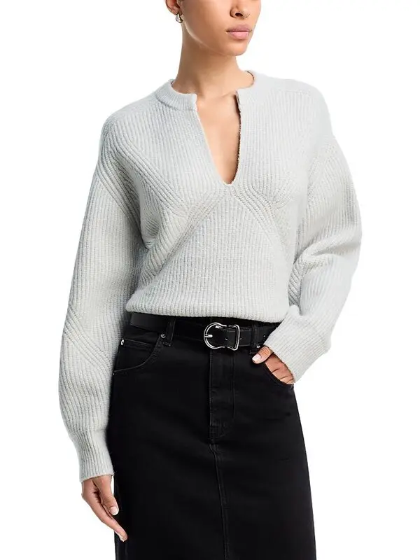 Aqua V-neck Pullover Sweater - Heathered Dove