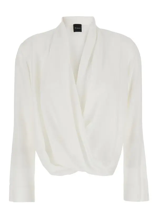 PLAIN Blouse With Ruffle Details - White